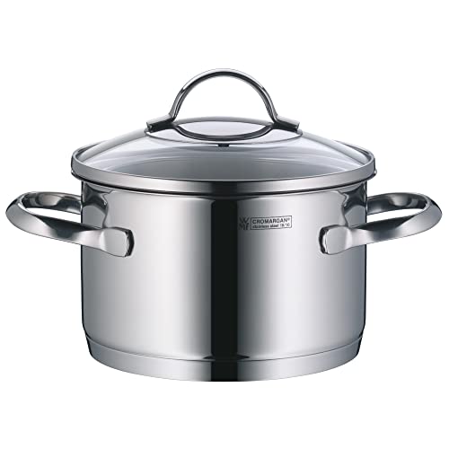 WMF Pot Set 4-Piece Provence Plus Pouring Rim Glass Lid Cromargan® Stainless Steel Polished Suitable for Induction Hobs Dishwasher-Safe, Silver, 52.7 x 28.8 x 21.8 cm