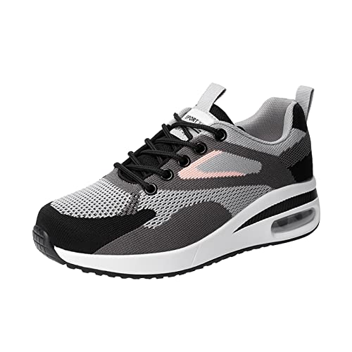 FASDNENDYS Ladies Shoes Lace Up Flat Breathable Thick Bottom Mesh Casual Running Shoes Sport Shoes Medium Field Black