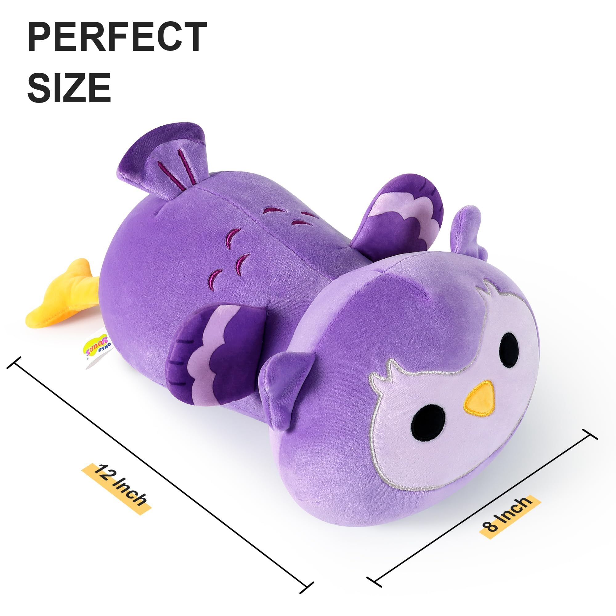 Onsoyours Cute Owl Plushie, Soft Stuffed Owl Squishy Plush Animal Toy Pillow for Kids (Purple Owl, 12")