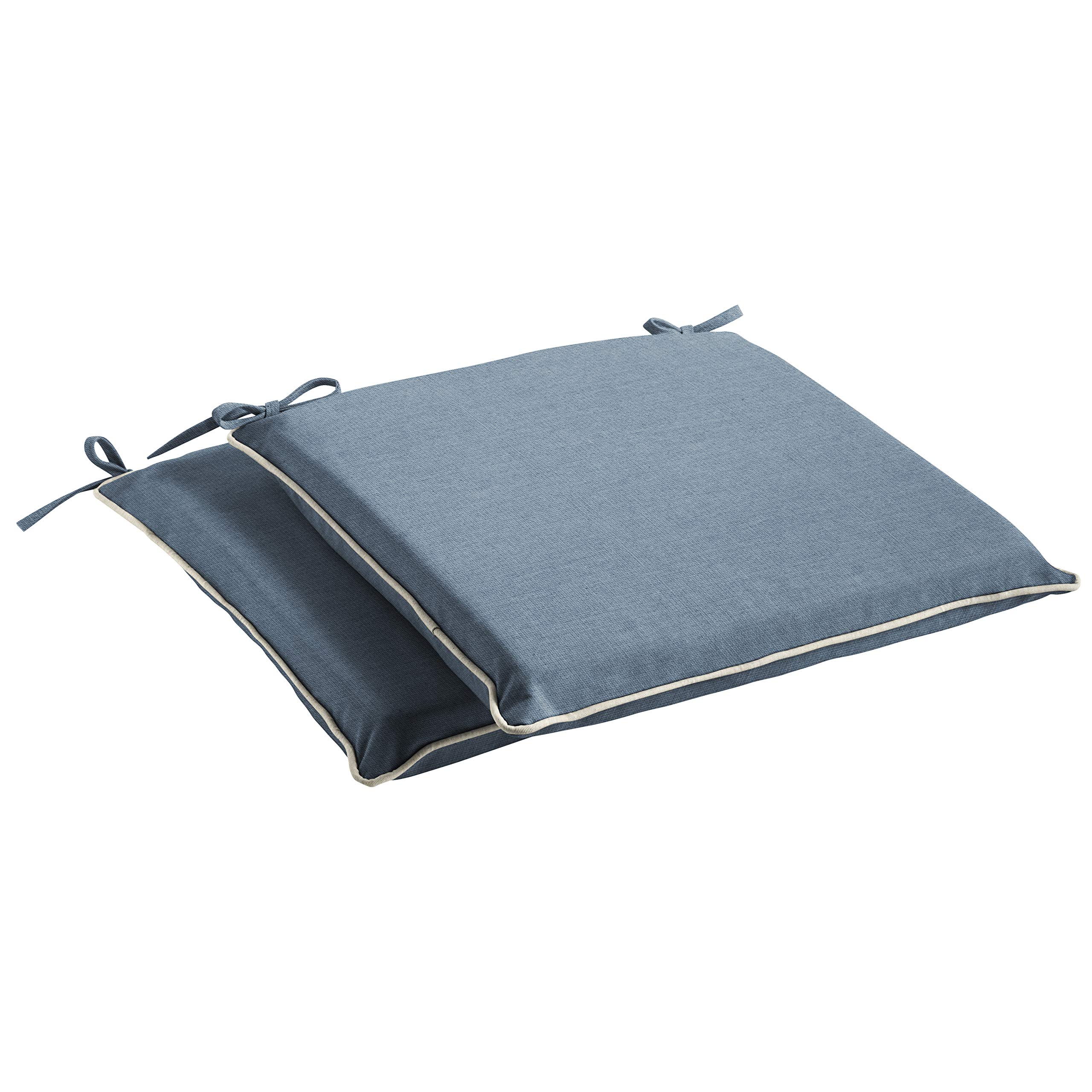 Sorra Home Sunbrella Indoor/Outdoor Cushion Corded Chair Pad Set, 19 in x 17 in x 2 in, Spectrum Denim/Cast Pumice 2 Count