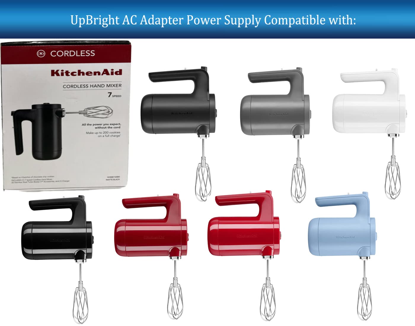 UpBright AC Adapter Compatible with KitchenAid KHMB732 KHMB732BM KHMB732WH KHMB732PA KHMB732ER KHMB732DG KHMB732OB KHMB732VB Kitchen Aid 7 Speed Cordless Hand Mixer ZD12D140080US 14V Battery Charger