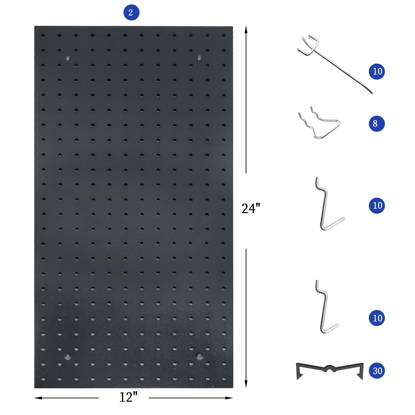 Metal Pegboard Wall Organizer for Garage,4pcs Pegboard Panels 63PCS Pegboard Accessories Organizer Kit with Hooks, Peg Locks, Pegboard Storage System include Mounting Hardware for Workbench, Garage