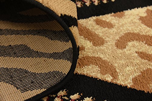Unique Loom Wildlife Collection Animal Inspired with Tiger Bordered Design Area Rug, 9 ft x 12 ft, Light Brown/Black