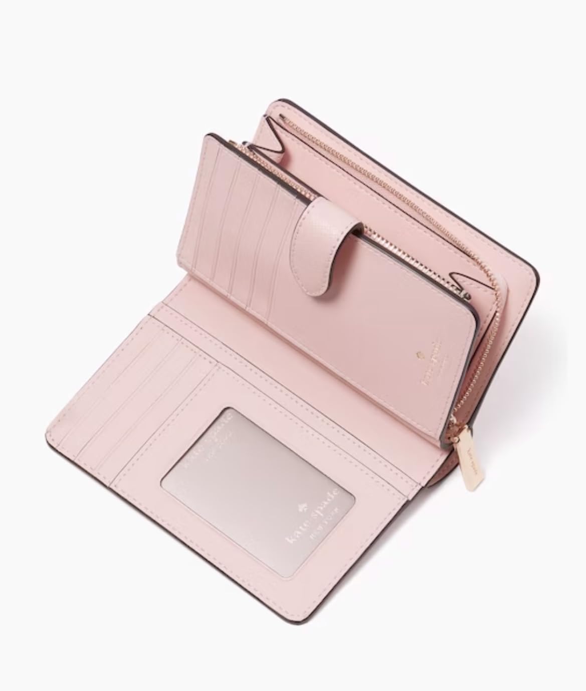 Kate Spade Madison Saffiano Leather Medium Compact Bifold Wallet (Conch Pink)