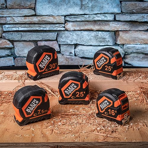 Klein Tools 9216 Tape Measure, Heavy-Duty Measuring Tape with 16-Foot Double-Hook Double-Sided Nylon Reinforced Blade, with Metal Belt Clip