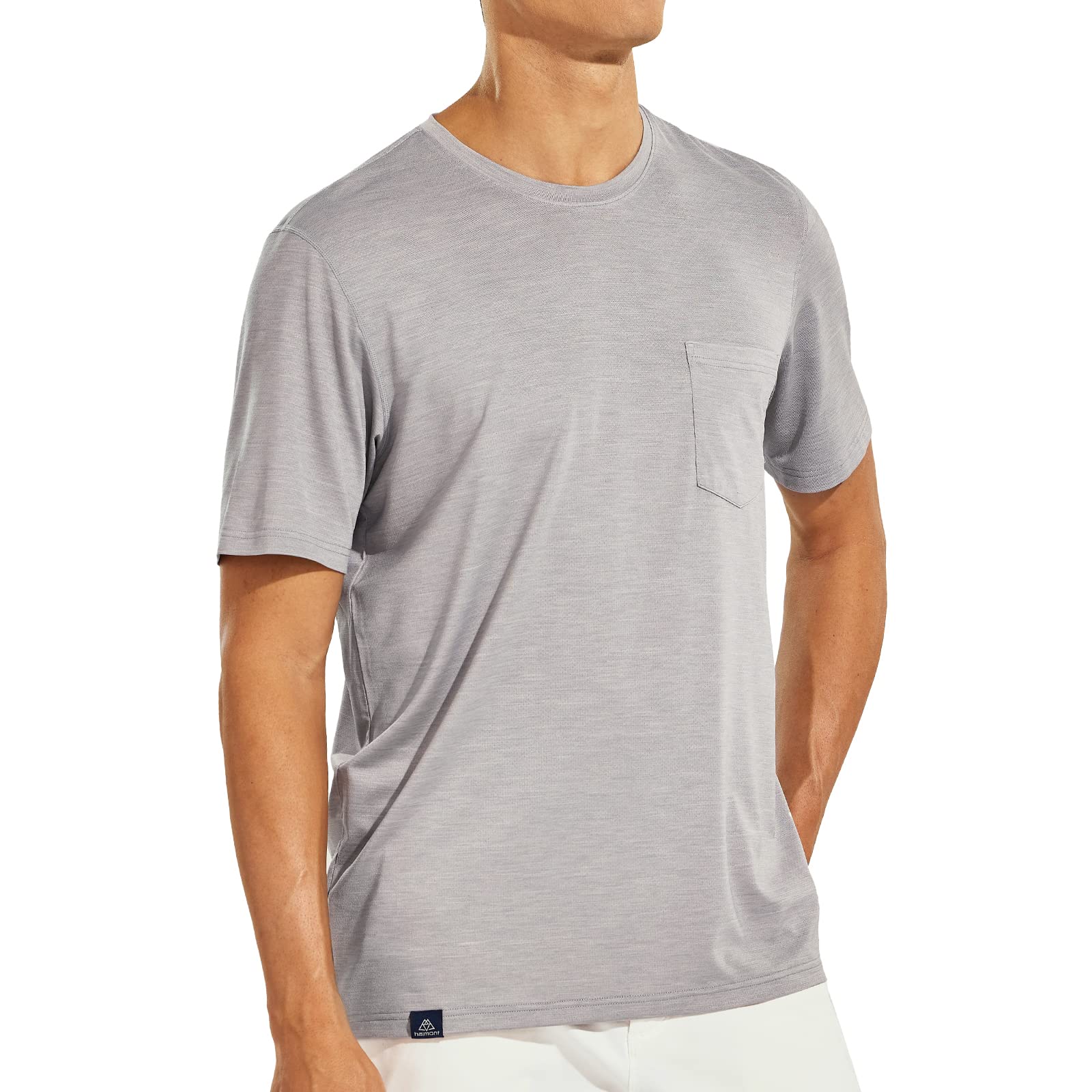 Haimont Mens Lightweight T Shirts with Pocket, Athletic Running Gym Workout Quick Dry Short Sleeve Crew Neck Tees, X-Large A-Grey