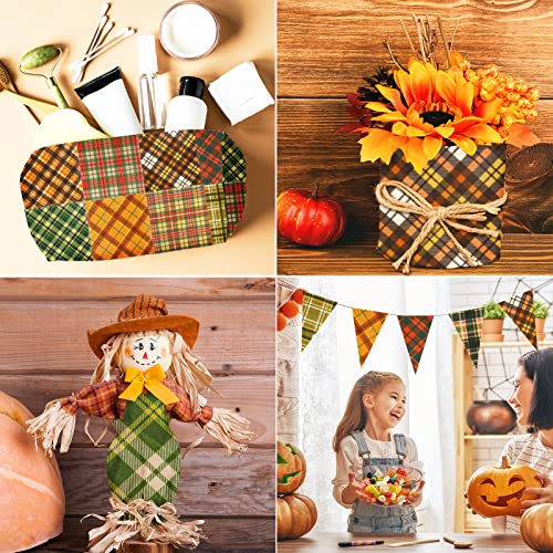 Whaline 45Pcs Cotton Autumn Fat Quarters Fabric 15 Design Fall Spice Plaids Fabric Squares Quilting Fabric Patchwork Precut Quilt Charm Squares for Harvest Thanksgiving DIY Crafts Sewing, 6 x 6 Inch