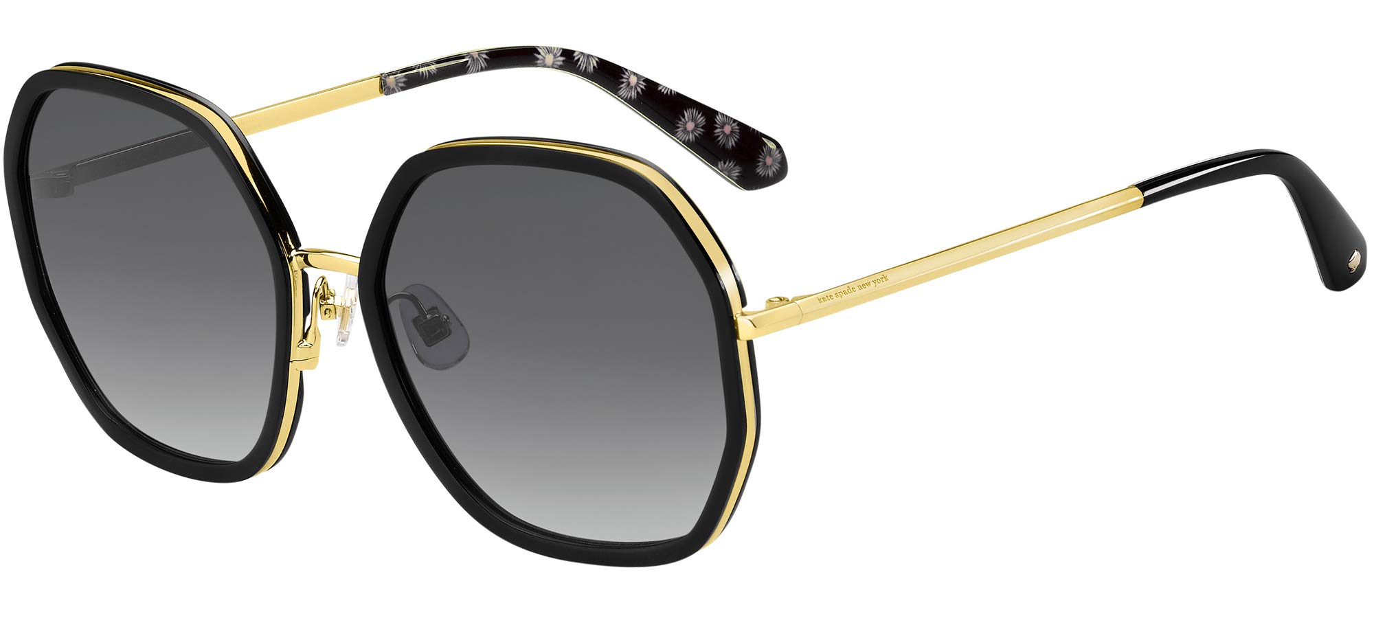 Kate Spade New York Women's Nicola/G/S Square Sunglasses, Gold Black/Gray Shaded, 58mm,18mm
