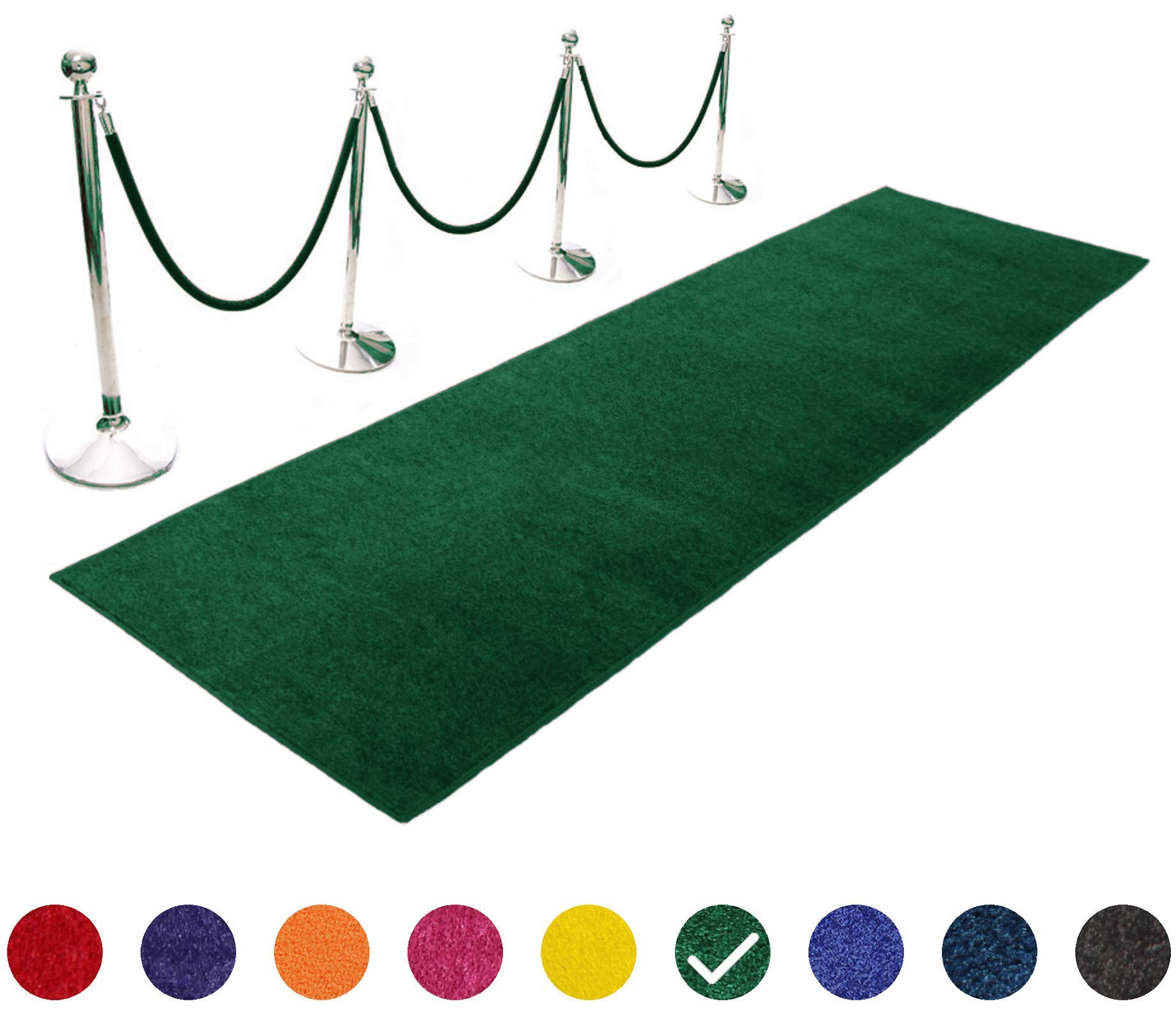 Event Carpet Aisle Runner - Quality Plush Pile Rug with Backing, Binding in Various Sizes (4 X 45 ft, Green)