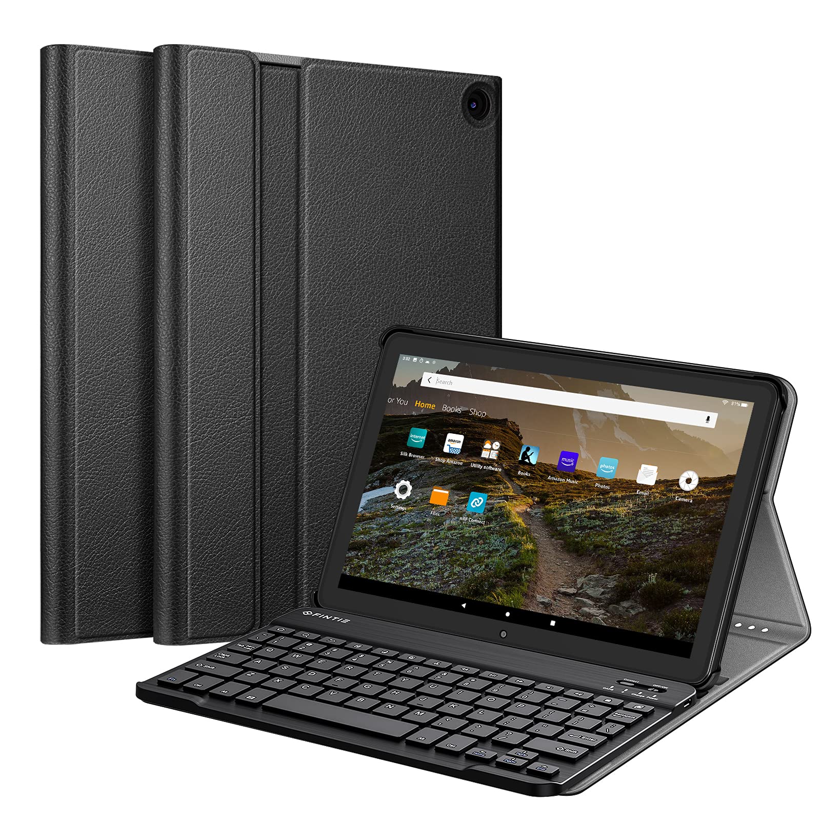 Fintie Keyboard Case for Fire HD 10 and Fire HD 10 Plus Tablet (Only Compatible with 11th Generation 2021 Release), Slim Lightweight Cover with Detachable Bluetooth Keyboard, Black