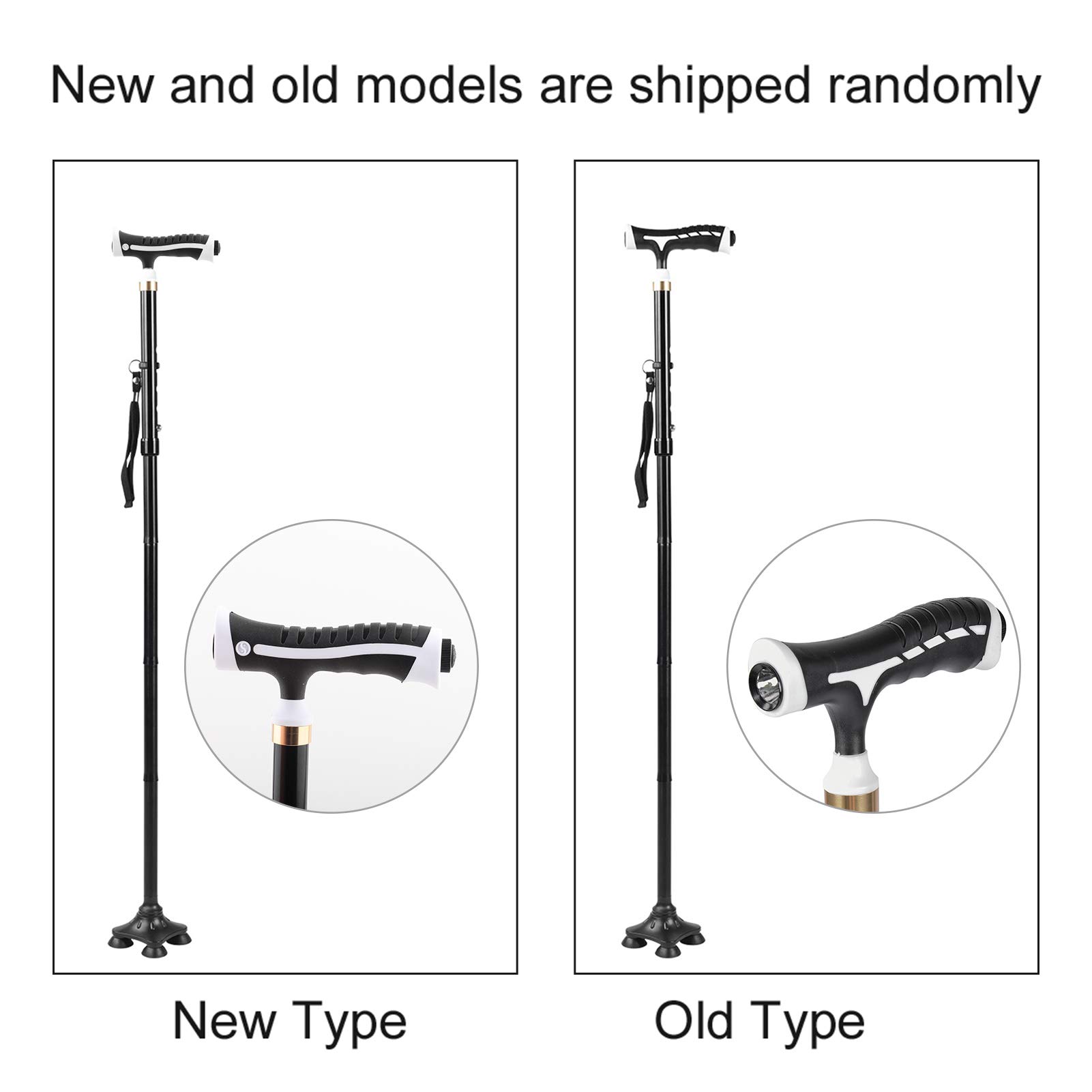 Eulbevoli Adjustable Outdoor Foldable Walking Stick Trekking Pole Walking Stick Portable with LED Light Durable for Elderly Walking for Men Women