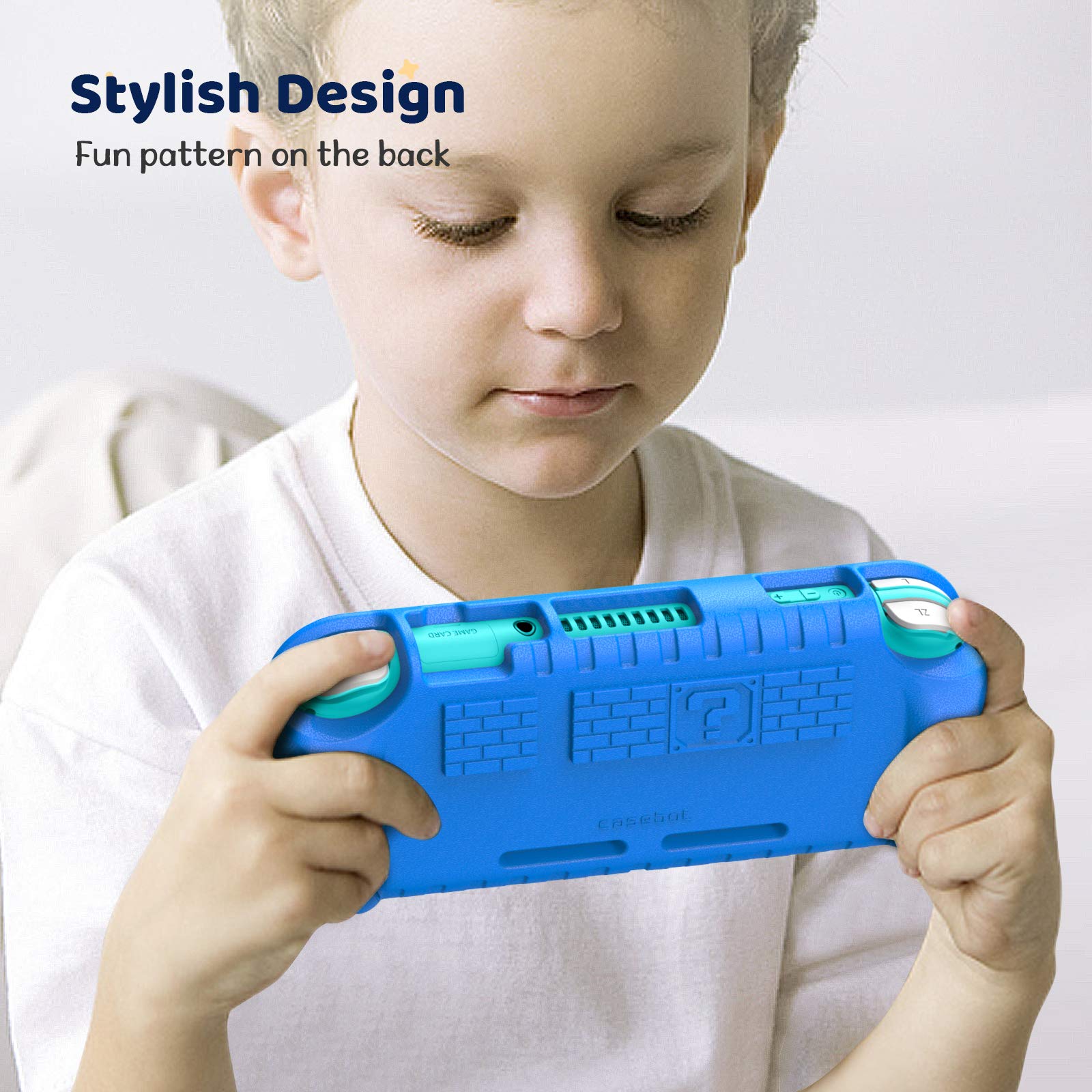 Fintie Kids Case for Nintendo Switch Lite 2019 w/2 Game Card Slots - [Ultralight] [Shockproof] Protective Cover with Ergonomic Grip, Kids Friendly Grip Case for Switch Lite Console, Blue