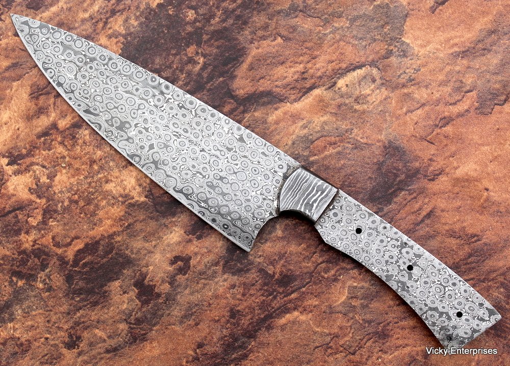 JNR Traders Damascus Steel Chef Knife Blank Blade Knife Making Material Diy 10.5" Handmade Full Tang Thin Ultra-Sharp Professional Kitchen Knife Blade Blank 9045Rd