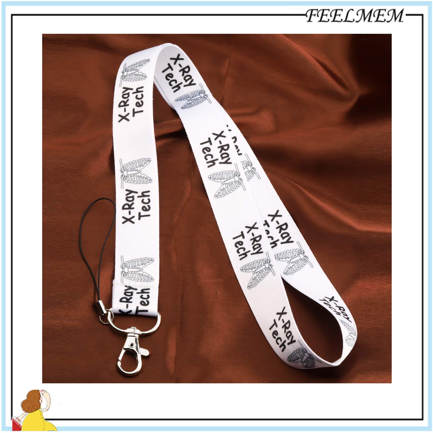 FEELMEM Radiology Tech Jewelry X-Ray Tech Lanyard Key Chain ID Card Holder Clip Medical Ultrasound Tech Gifts Radiologist Gift for X Ray Technician Radiographer (X-Ray Tech)