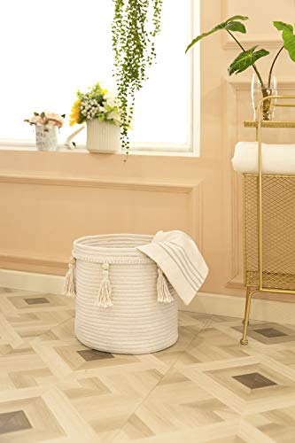 Mkono Macrame Decorative Rope Basket and Boho Storage Baskets Organizer for Home Bedroom Living Room College Dorm Bed, Set of 3