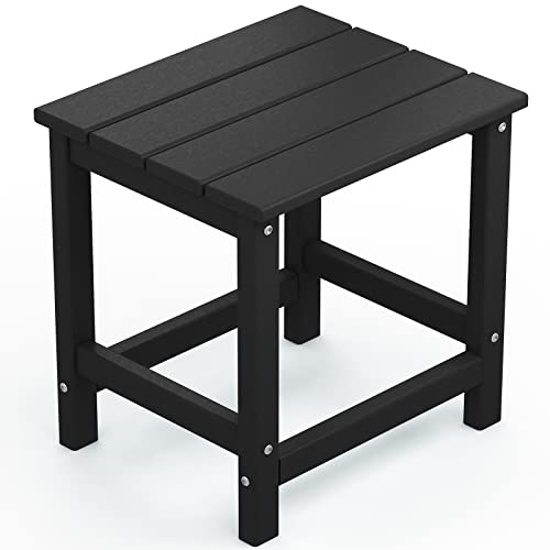 KINGYES Adirondack Side Table, Patio Outdoor Rectangular End Table, Black