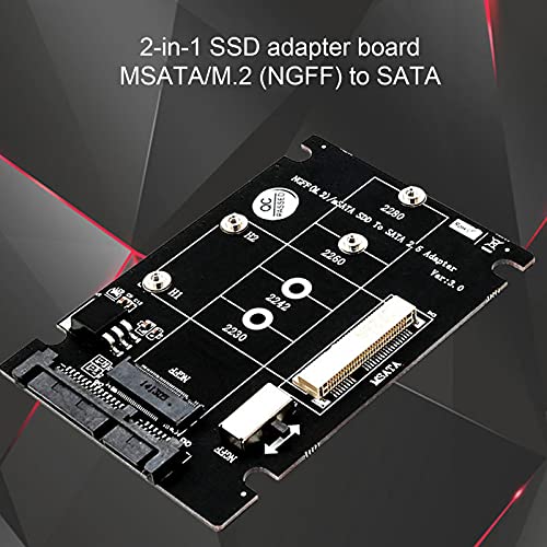 GOWENIC SSD Adapter Card,2‑in‑1 SSD Adapter Card MSATA M.2 to SATA Interface Hard Drive Expansion Board with Switch,Double‑Layer Thick Circuit PCB Panel,Strong and Stable,for Computer
