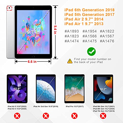 Fintie SlimShell Case for iPad 6th Generation 2018 / iPad 5th Gen 2017/ iPad Air 2 / iPad Air - [Built-in Pencil Holder] Soft TPU Back Cover w/Auto Wake Sleep for iPad 9.7", Emerald Marble
