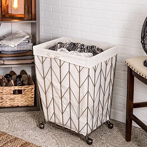 Unknown1 Chevron Wire Hamper Gold Stainless Steel