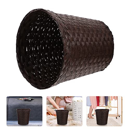 PATKAW Wicker Hamper Paper Woven Trash Can Seagrass Waste Basket Garbage Container Rubbish Bin Wicker Organizer Storage Basket Laundry Hamper Flower Plant Pot Home Office Decor Wicker Waste Basket