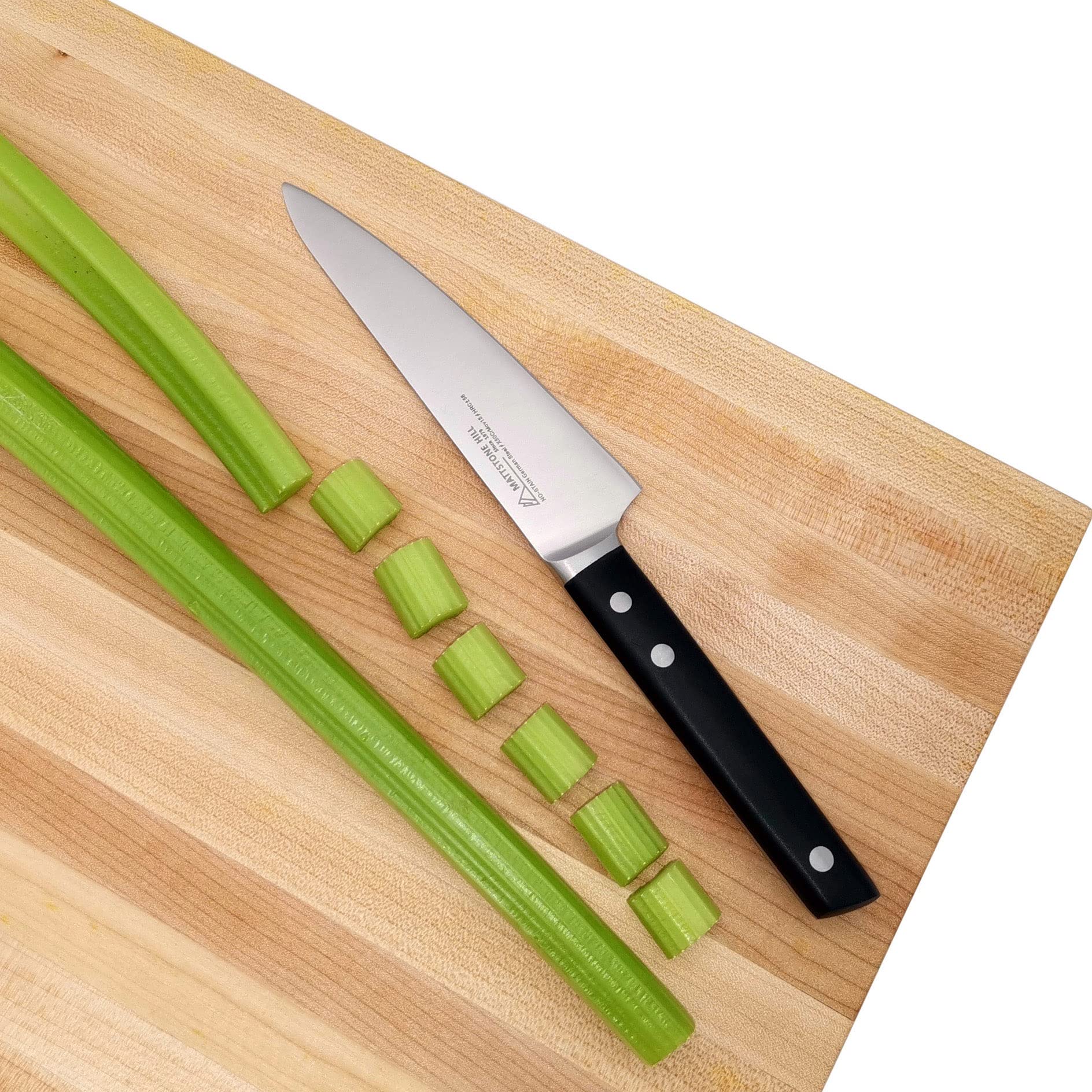 Kitchen Utility Knife 5.5 Inch, MATTSTONE HILL Small Chef Knife with Sheath, Prep Knife, Petty Knife - High Carbon Steel, Triple Rivet Handle