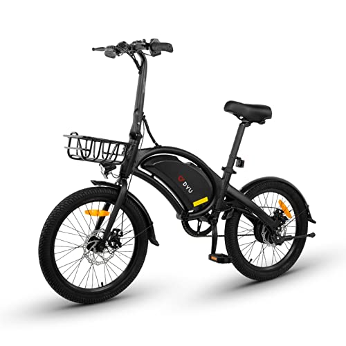 DYU Electric Bike for Adults Foldable 20" Rubber Tire Electric Bicycle with LCD Display, 36V 10AH Battery, 3 Ebike Modes,Adjustable Seat Height