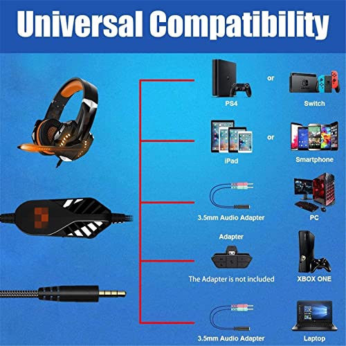 IHIPPO Gaming Headset LED Light Stereo Gaming Headset Noise Cancelling Over Ear Headphones with Mic for PC Laptop
