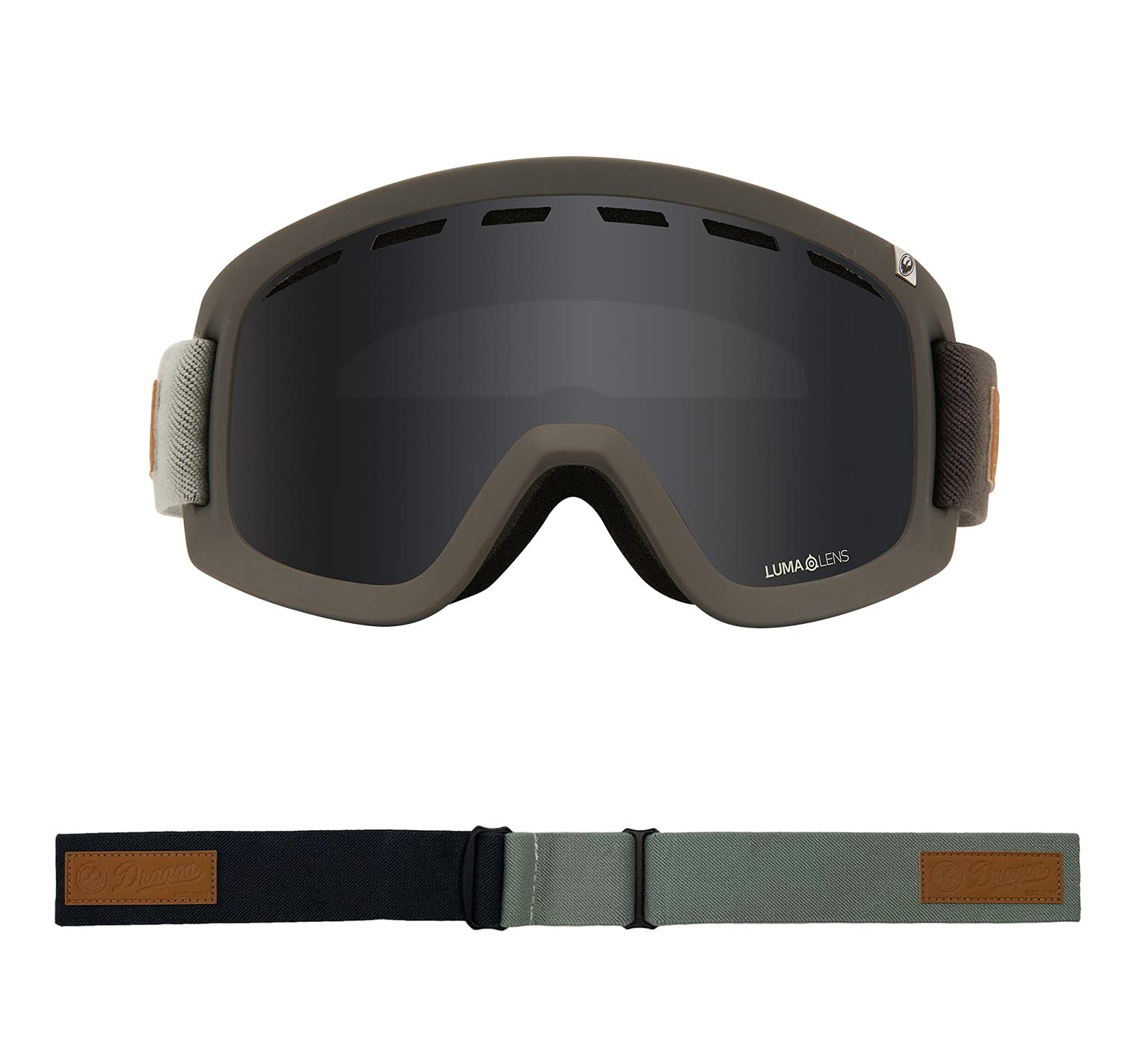 Dragon Alliance Mens D1 OTG Snow Goggles, Pumice/Lumalens Dark Smoke, Lumalens Rose, OFA