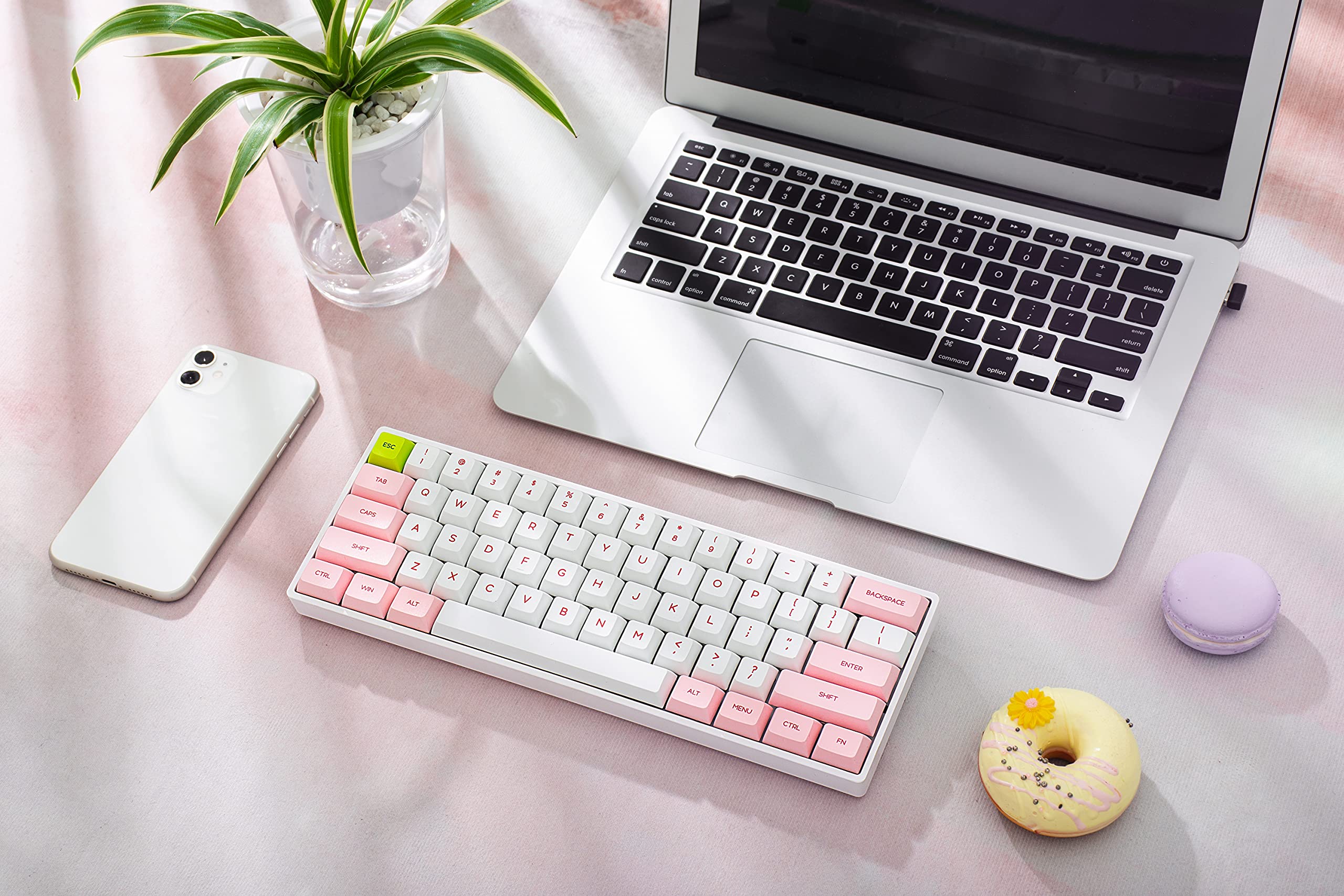 YUNZII SK61 Pink Hotswap Mechanical Gaming Keyboard with Optical Switch, RGB, Programmable Custom Keyboard (Gateron Blue Switch, Pink 61 Keys)