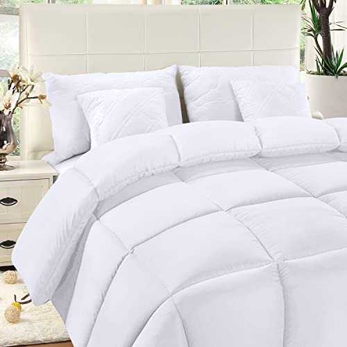 Utopia Bedding Comforter Duvet Insert - Quilted Comforter with Corner Tabs - Box Stitched Down Alternative Comforter (King, White)
