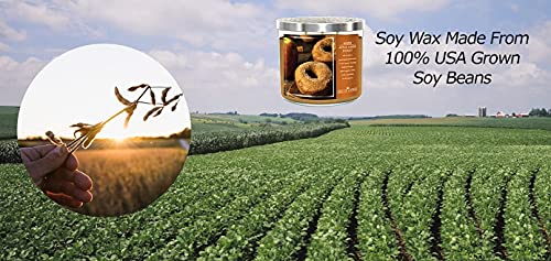 Warm Apple Cider Donut + Cinnamon Sugar | Large 3 Wick Highly Scented Soy Wax Scented Fall Candles | Fall Home Decor | USA Made 14 oz + Decorative Snuffer Lid | Candles for Men Gifts for Women