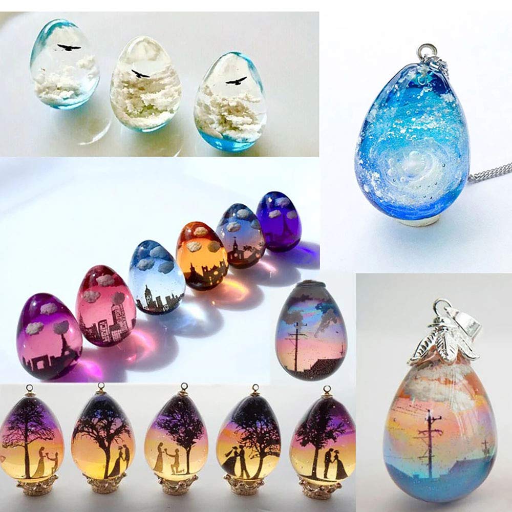 Eggs Ball Silicone Resin Molds for Jewelry Keychain, Epoxy Resin Ball Spheroid Necklace Stone Mold, Mini Orbs Pendant Casting Silicon Mold for UV Resin Crafts, DIY Easter Eggs Planet Jewelry Making