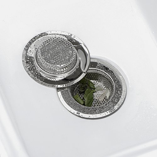 LARNACA 2PCS Kitchen Sink Drain Strainer, Premium Stainless Steel, Large Wide Rim 4.33" Diameter, Simplest of Drain and Strainers