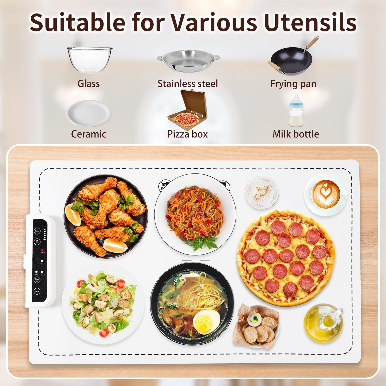 LNNIW Warming Mat for Food,Food Warming Mat,Electric Warming Tray for Buffets Party and Home Daily Use,Heating Fastly in 10s,Portable Design,Timed Function for Your Family.