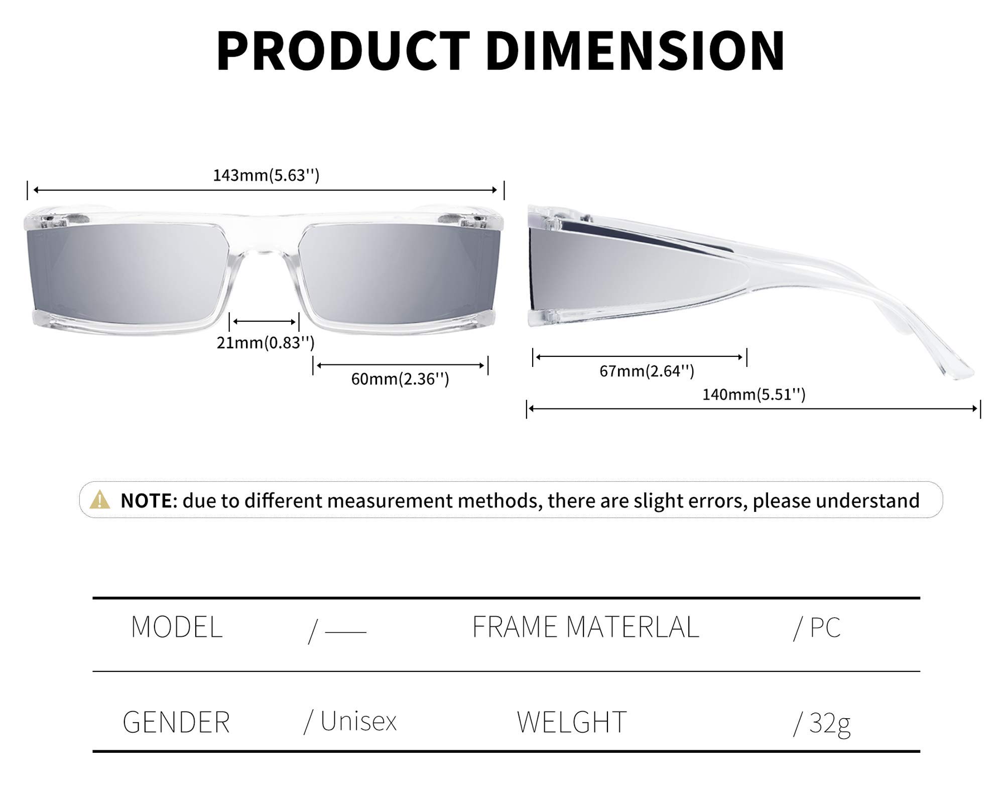 FEISEDY Cool Futuristic Rectangular Sunglasses Cyber Men Women Punk Style Cosplay Sun Glasses B2739