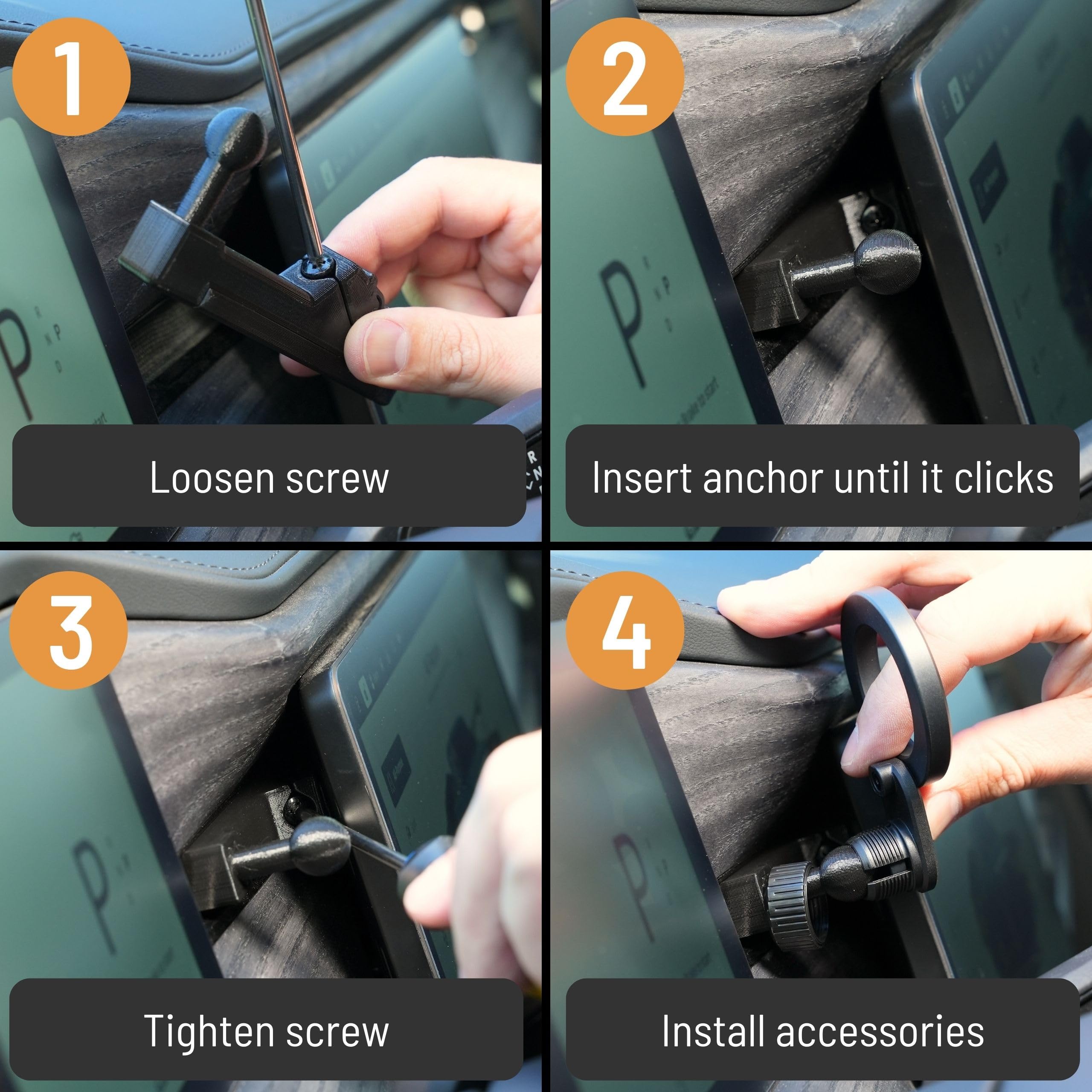 EveryAmp Phone Mount Dash Anchor with 17mm Magnet Mount for Rivian R1T & R1S 2022-2024 - Mount Cell Phones, Tablets, Microphones, Radar Detectors and More with No Screws or Adhesives - Patent Pending