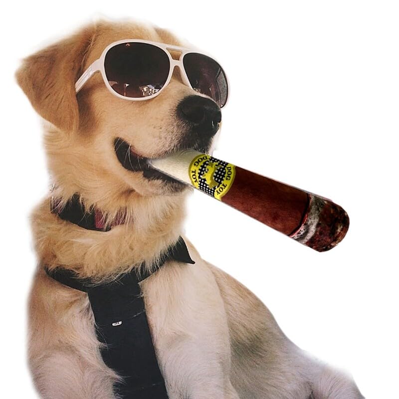 Squeaky Stuffed Cigar Shaped Toy for Dogs - Plush, Lifelike, and Fun Chewable Novelty Pet Accessory