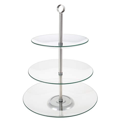 Home 3-Tier Dessert Stand-Tempered Round Glass Display Tower for Cupcakes, Cookies, Fruit, AppetizersâBuffet, Wedding, Party Serveware by Classic Cuisine, Standard, Clear