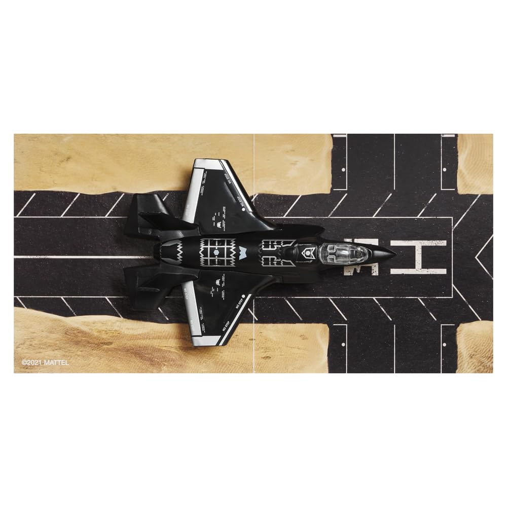 Matchbox Collectible Die-Cast Metal Sky Busters Inspired by Lockheed Martin F-35 Lightning Jet - HVM40 ~ Black and Silver Stealth Combat Fighter Jet Airplane ~ Includes Playmat