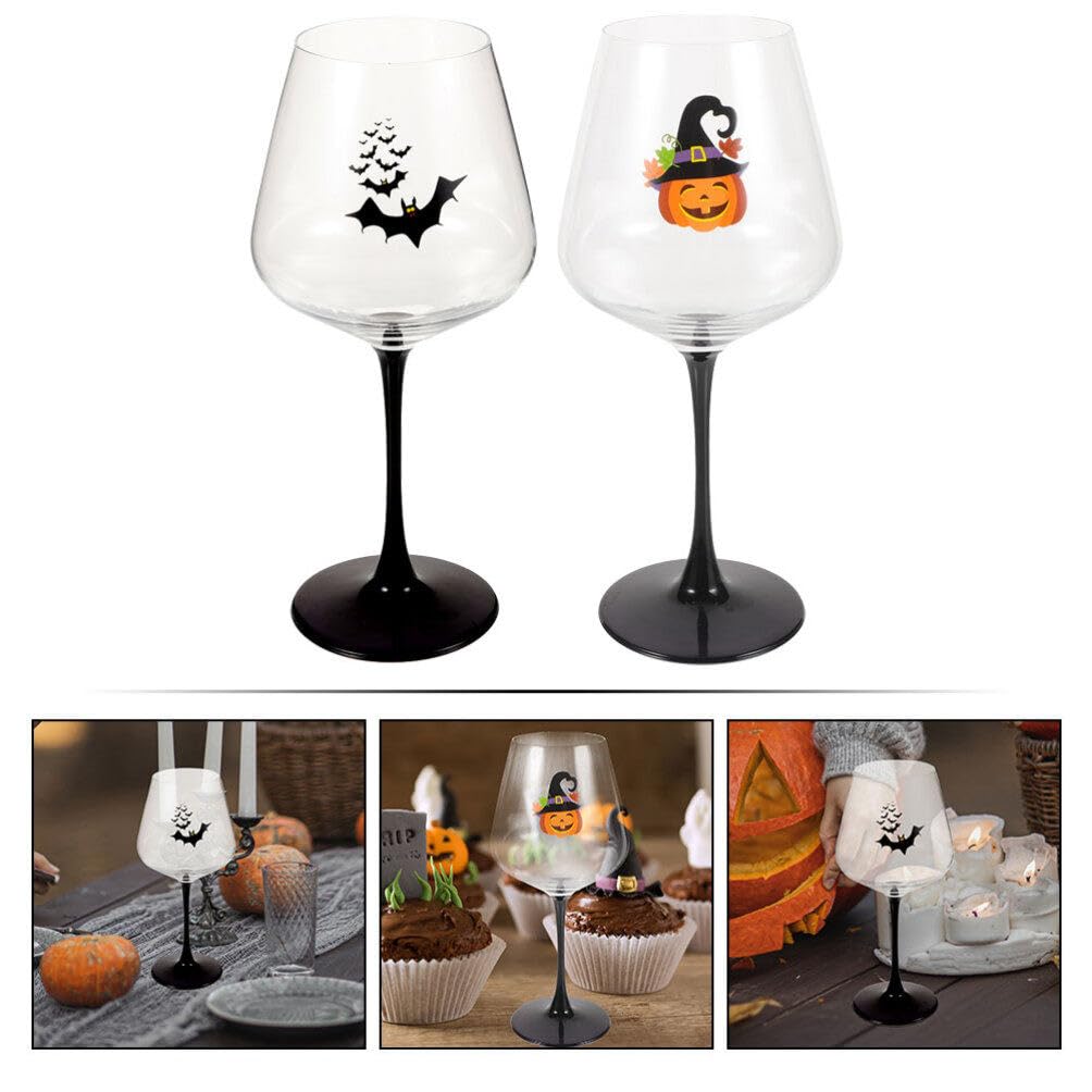 GANAZONO 2pcs Halloween Glass Cups Halloween Wine Goblet Halloween Cocktail Accessories Pudding Cups Halloween Drinking Glasses Halloween Wine Glasses Drinks Goblet Bat Style Water Cup