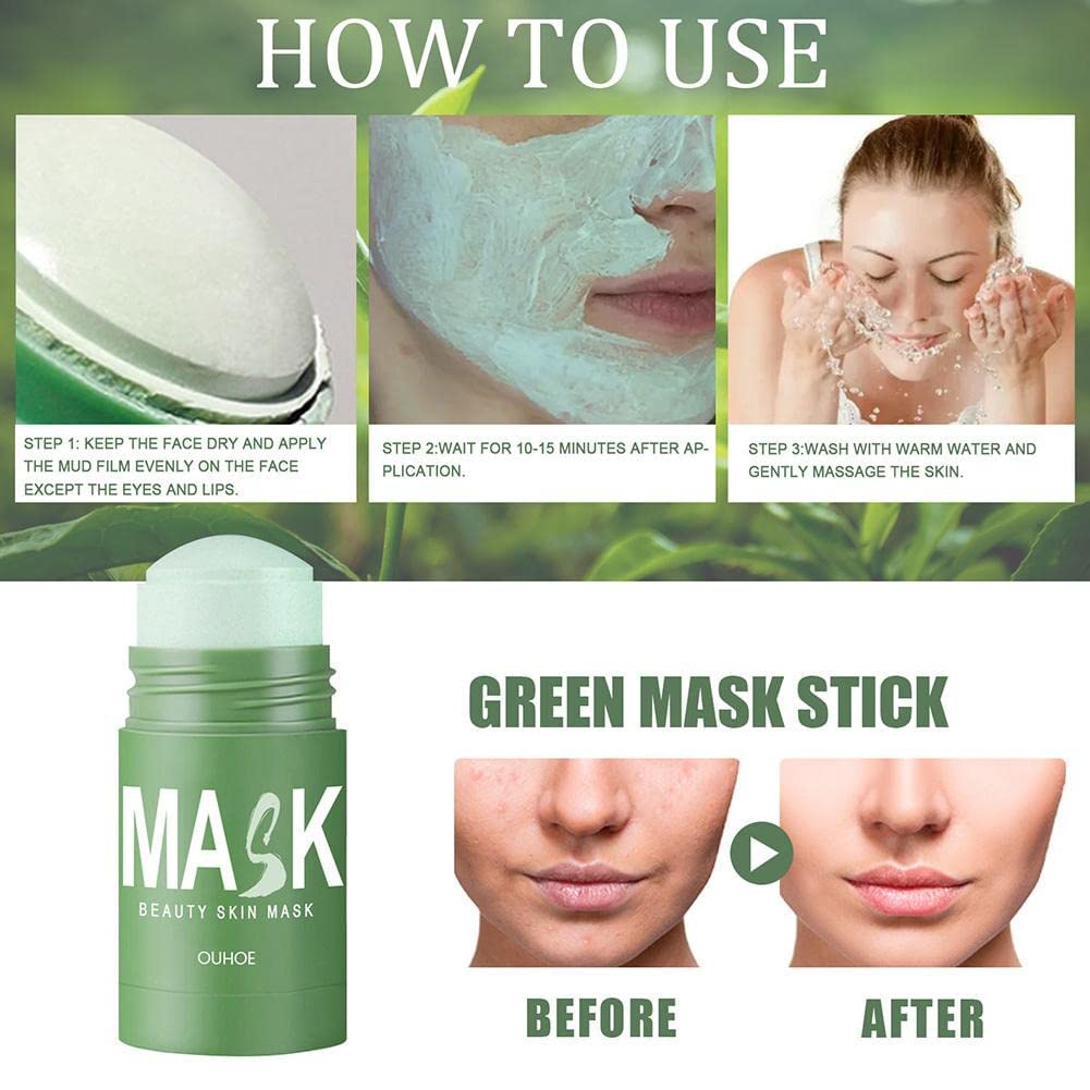 Oneews Green Tea Mask Stick, Green Tea Deep Cleanse Mask Atheniz Blackhead Remover, Natural Green Tea Deep Cleanse Mask Stick For All Kind Skin Type (1Pack)
