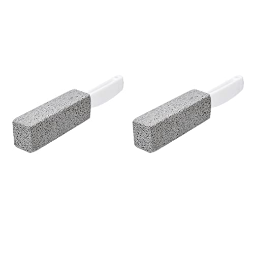 EBTOOLS 2pcs Pumice Stone Toilet Bowl Cleaner Efficient Toilet Bowl Cleaner Brush, Curved PP Handle, for Tiles, BBQ Grills