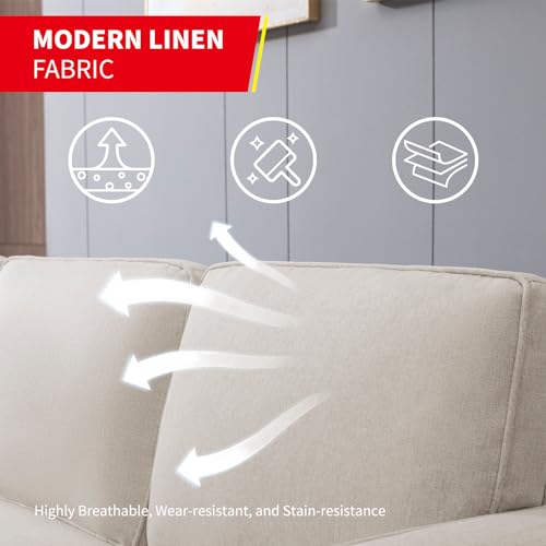 PUREMIND 2 Pieces Sofa Set Sectional Sofa Couch for Living Room,3-Seat L Shape Convertible Sofa with Storage Ottoman and Loveseat Set,Linen Fabri Modular Sectional Sofa Set