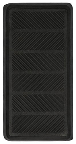 Indoor/Outdoor Hose-Wash Lines Design Non-Slip Rubber 16" x 32" Modern Entryway Mat for Entryway, Patio, Backyard, Garage, 16" x 32", Black