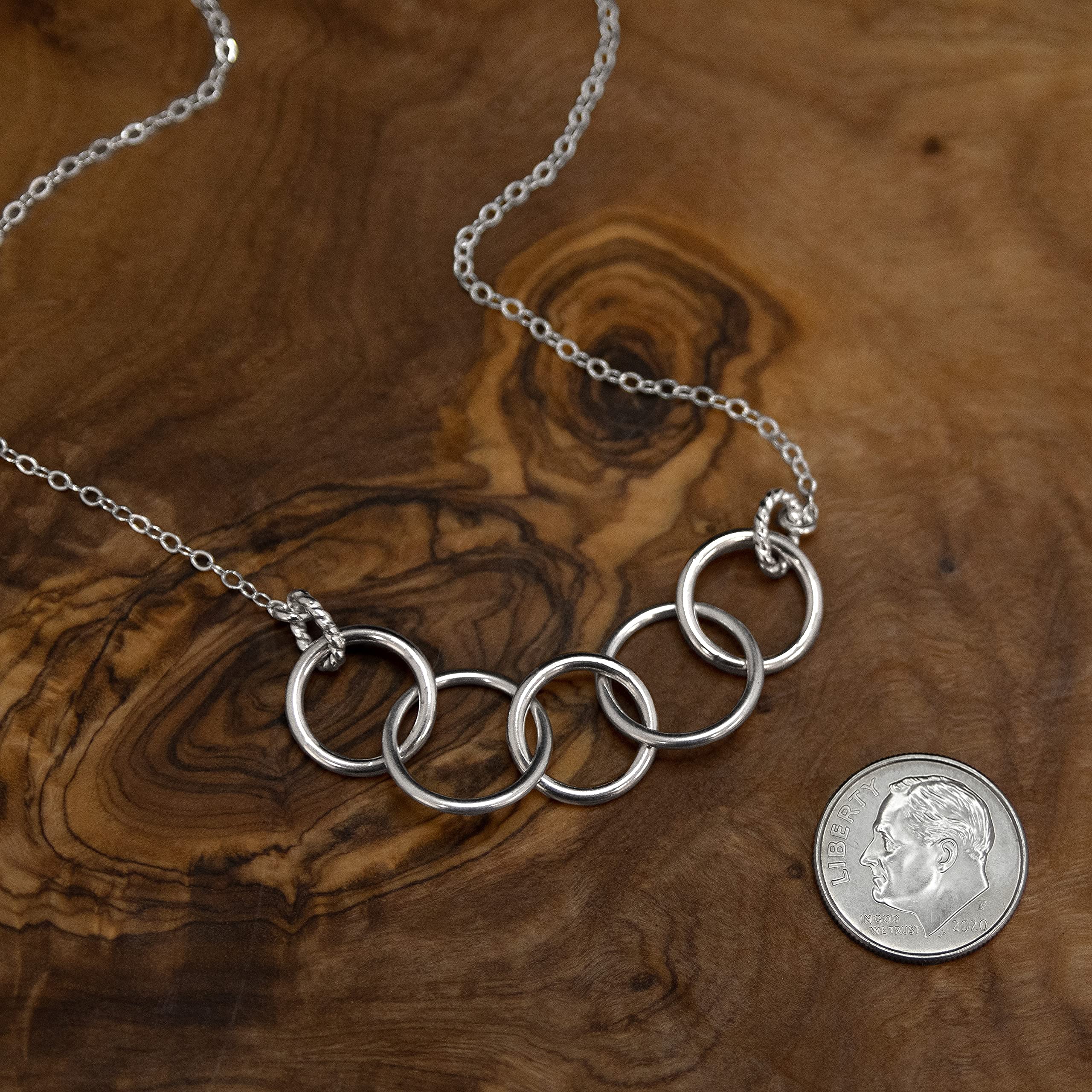 EFYTAL 50th Birthday Gifts for Women, 925 Sterling Silver Five Circle Necklace For Her, Thick Ring 5 Decade Jewelry 50 Years Old
