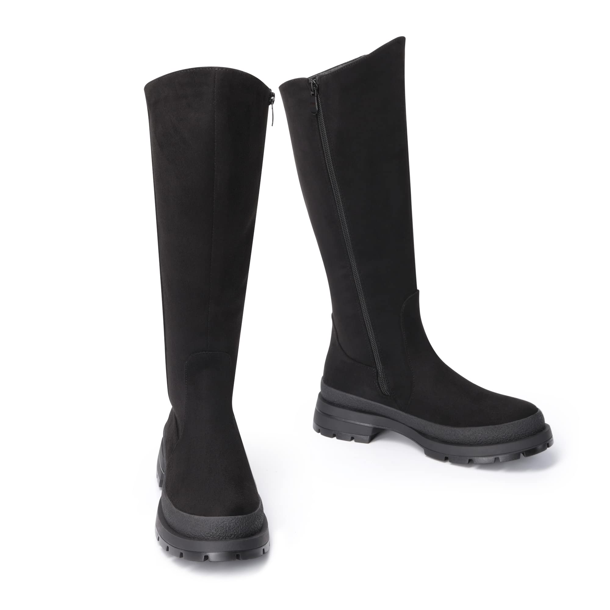 DREAM PAIRS Boots For Women Knee High, Chunky Platform Side Zip Lug Sole Boots For Women Black/suede, Size 8.5 Sdkb2210w Mesmerize