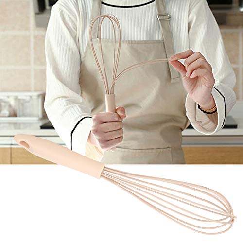 Egg Beater, Silicone Whisk, Whisks for Cooking, Egg Whisk, Mini Silicone Manual Egg Beater Stirring Frother Mixer Blender Kitchen Cooking Utensils Pink