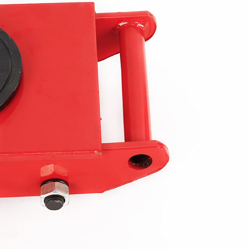 Heavy Duty Machine Dolly Skate Machinery Roller Mover Cargo Trolley 8 Ton 17600lb, w/Steel Rollers Cap 360 Degree Rotation (Red)