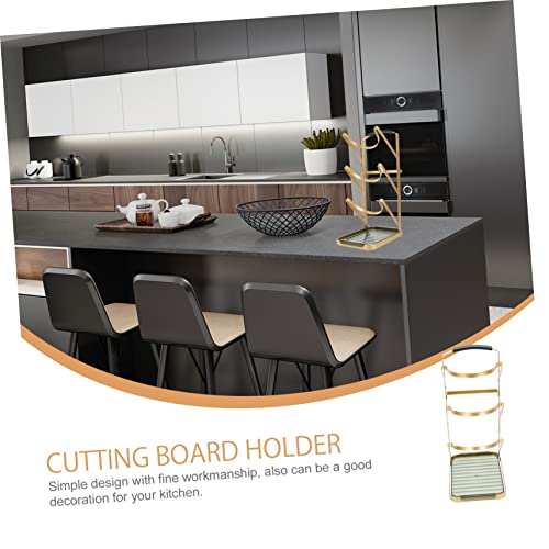 STOBAZA Wall Mounted Pot Lid Rack Utensil Rest Cutting Board Holder Pan Lid Organizer Rack Carbon Steel Lid Stand Kitchen Supplies Kitchen Organization Golden Shelf Storage PC