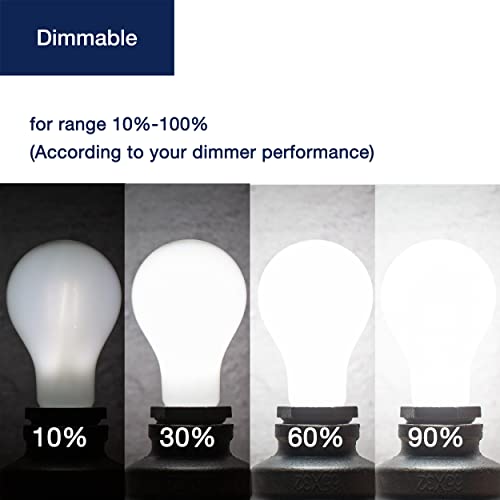 FLSNT 100W Equivalent Dimmable A21 LED Light Bulbs, Efficient 12W, 1600Lumens, 5000K Daylight, CRI90, E26 Medium Base, Milky Glass, 4 Pack